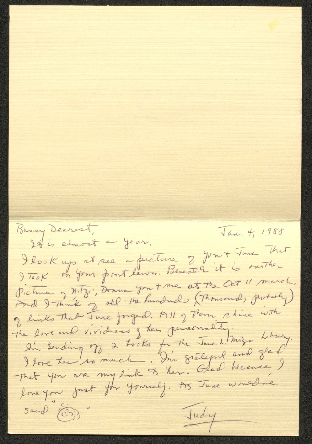 "Bunny Dearest," letter